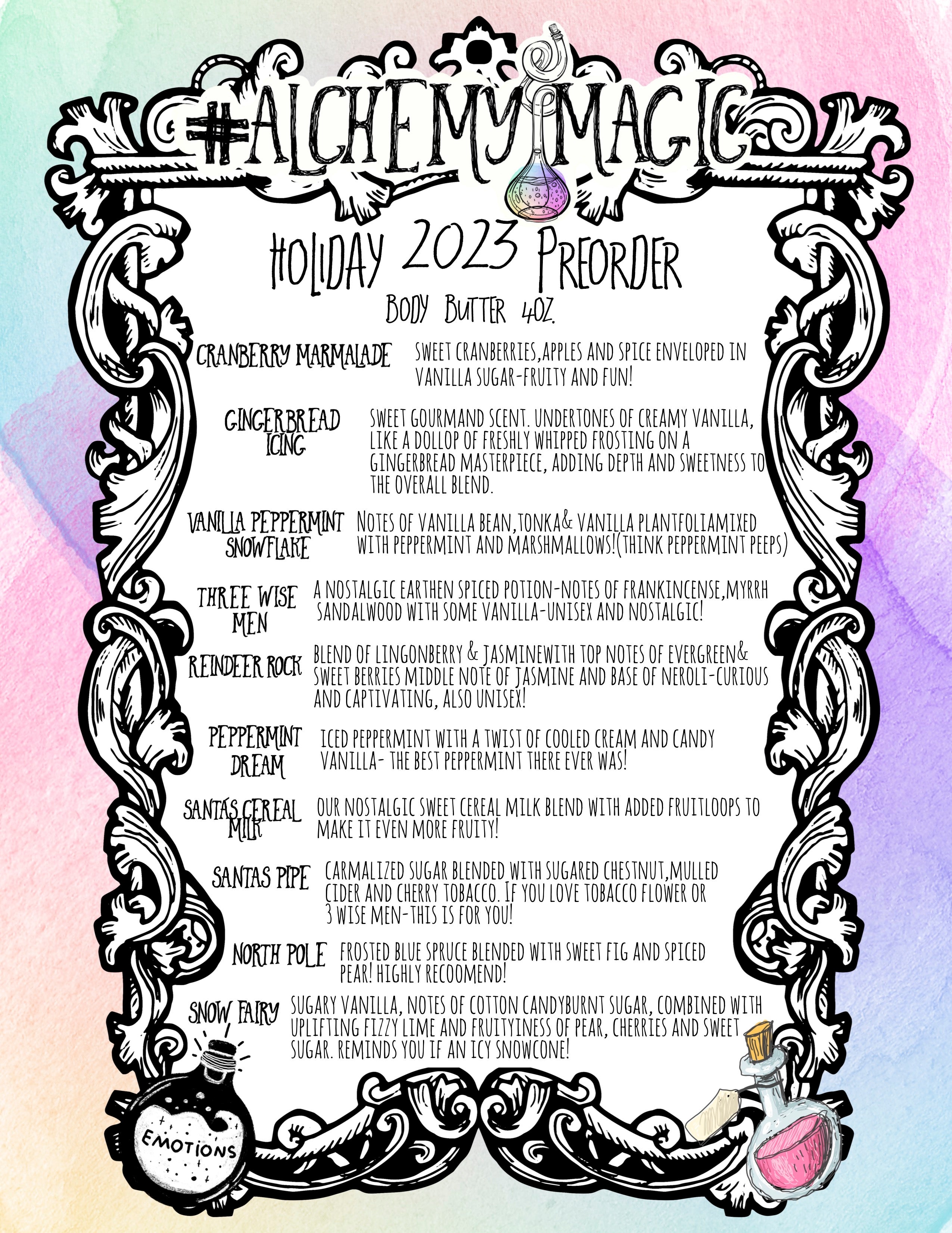 Alchemy Scent List – Alchemy Bath & Beauté