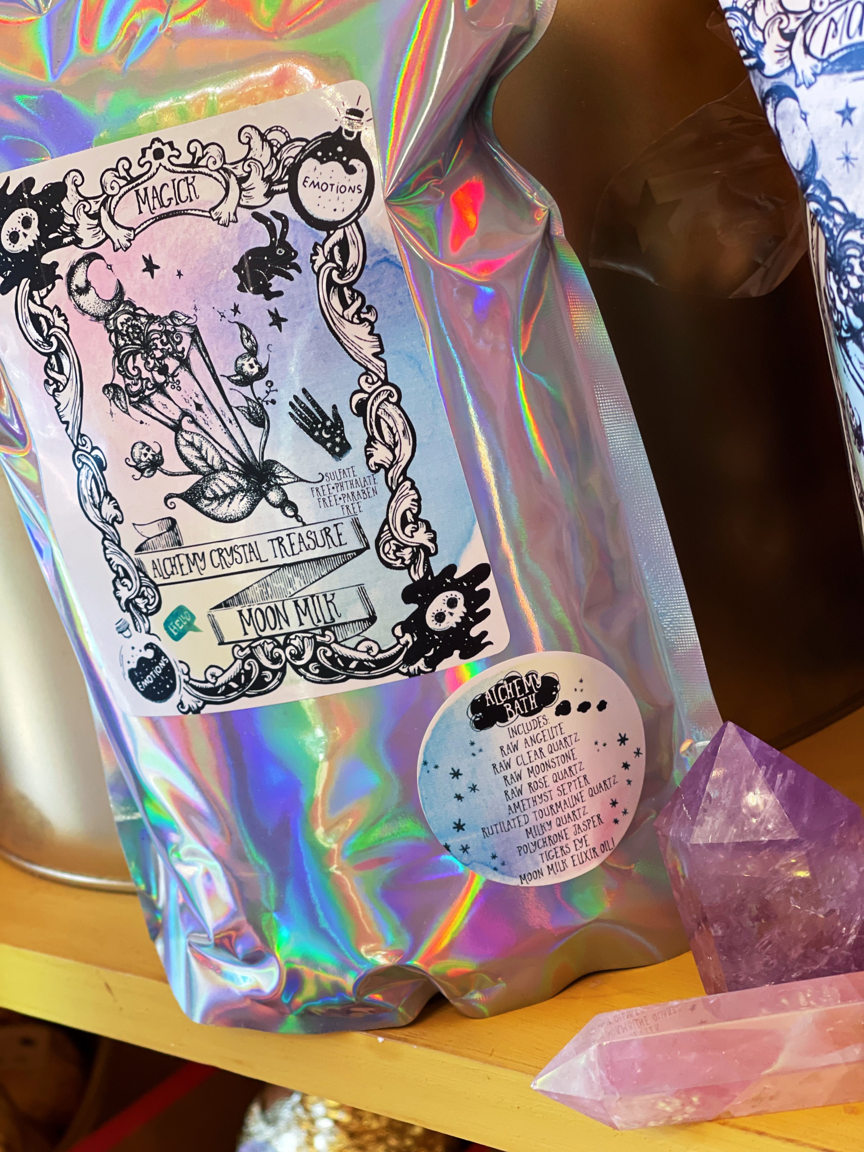 32 oz Moon Milk Bath Treasure with crystals! RTS – Alchemy Bath & Beauté